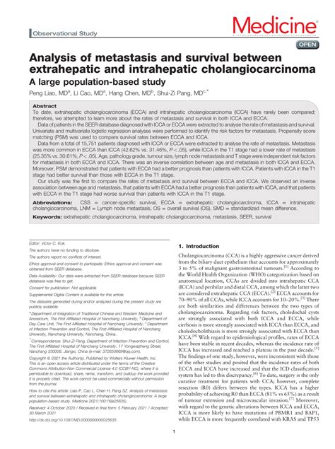 Pdf Analysis Of Metastasis And Survival Between Extrahepatic And Intrahepatic