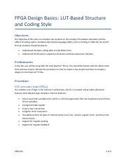Lab 1 FPGA Design Basics Pdf FPGA Design Basics LUT Based Structure And Coding Style