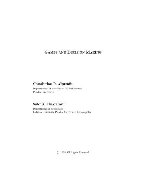 C D Aliprantis And S K Chakrabarti Games And Decision Making Pdf Derivative Mathematical