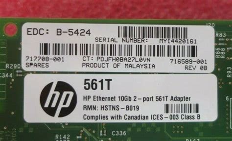 Hp 561t 10gbe Dual Port Ethernet Network Adapter Fh Rj45 717708 001 716591 B21