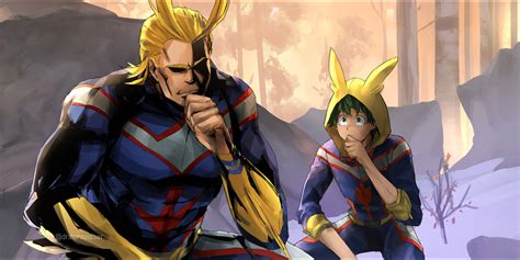 All Might And Midoriya In Thought My Hero Academia Hd Wallpaper By Drawrepulser