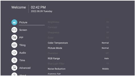 Cde9830 On Screen Display Menu Viewsonic Commercial Display