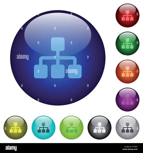 Set Of Color Network Glass Web Buttons Arranged Layer Structure Stock