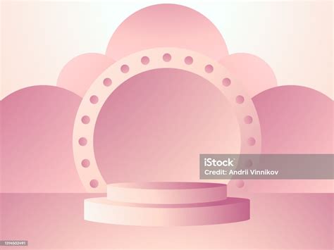 기하학적 모양의 미니멀 한 스타일로 3d 연단 제품 프레젠테이션을 위한 그라데이션 연단 광고 받침대 레이아웃 벡터 일러스트레이션 3차원 형태에 대한 스톡 벡터 아트 및 기타