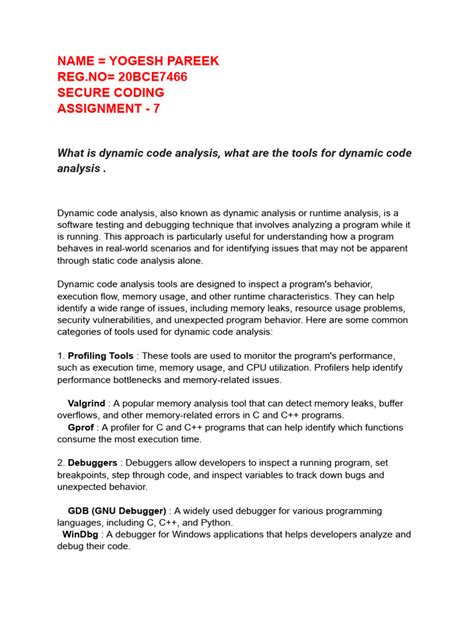 20bce7466 Secure Coding Assignment 7 Pdf Computer Program Programming