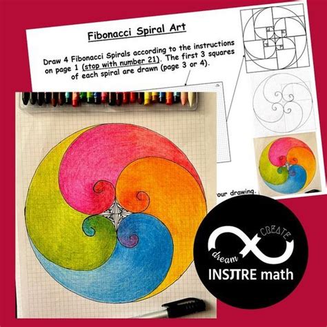 Fibonacci Math And Art Project Fibonacci Sequence Spiral Rectangle Golden Ratio Math Art