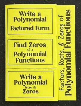 Factors Roots And Zeros Of Polynomial Functions Foldable Notes For Algebra