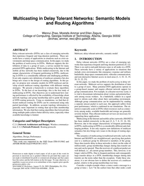 Pdf Multicasting In Delay Tolerant Networks Semantic Models And Routing Algorithms