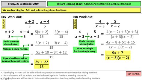Simplifying Algebraic Fractions Worksheet