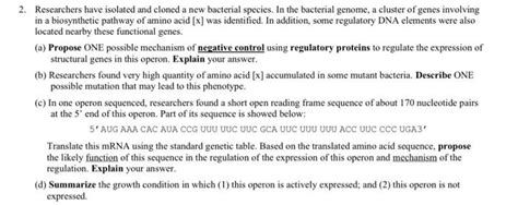 Solved 2 Researchers Have Isolated And Cloned A New Chegg