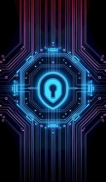 Blue Glowing Padlock Inside Shield Surrounded By Circuit Board Premium Ai Generated Image