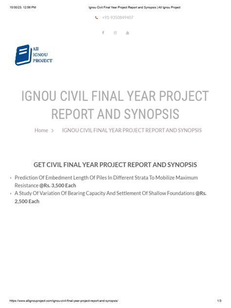 ignou civil final year project report and synopsis pdf