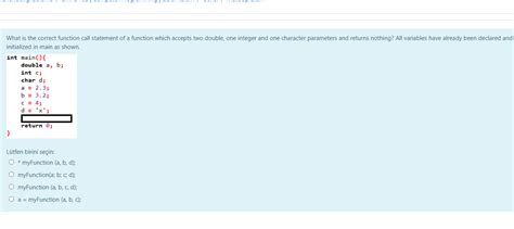 Solved What Is The Correct Function Call Statement Of A