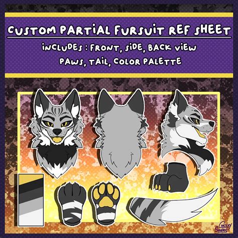 Custom Partial Fursuit Reference Sheet Commission Personalized Partial Original Character