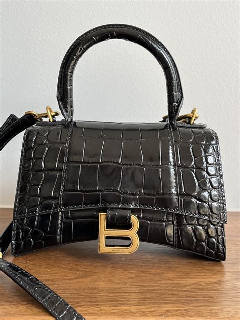 Balenciaga Hourglass Xs Top Handle Bag Black Adorn Collection