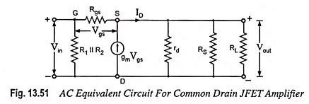 Common Drain JFET Amplifier Or Source Follower Circuit