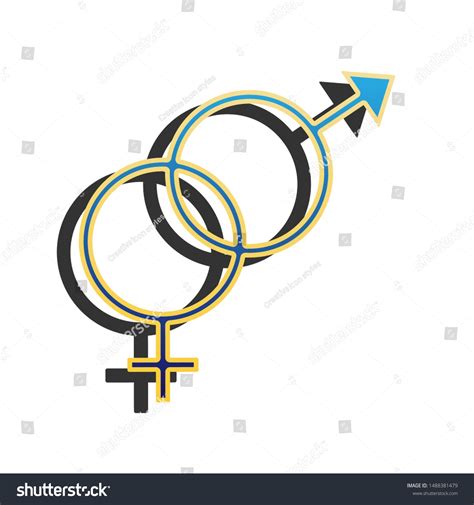 Sex Symbol Sign Blue Icon Gold Stock Vector Royalty Free 1488381479
