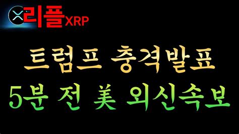 리플 Xrp 트럼프 충격발표 Youtube