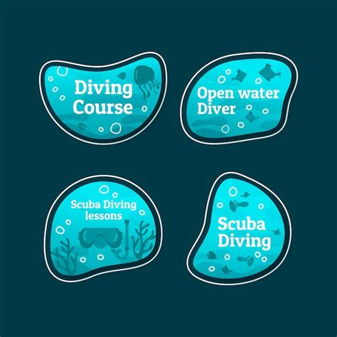 Free Vector Flat Design Scuba Diving Labels
