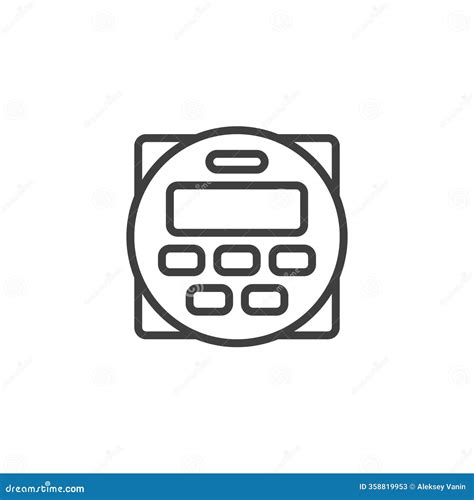 Timer Line Icon Stopwatch Time Sign Neumorphic Buttons Vector 359268184