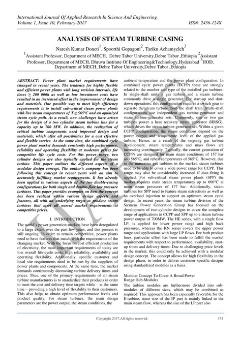 Pdf Analysis Of Steam Turbine Casing