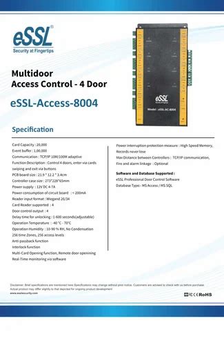 Essl Access 8004 Multidoor Access Control 4 Door Tcp Ip Event