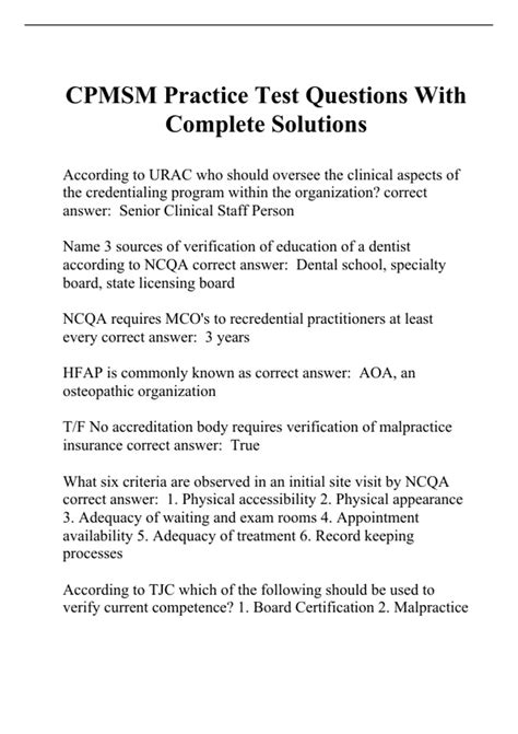 CPMSM Practice Test Questions With Complete Solutions CPMSM Stuvia US