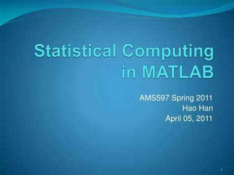Ppt Essential Matlab For Statistical Computing Powerpoint