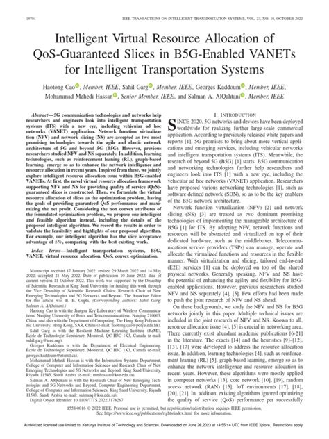 Intelligent Virtual Resource Allocation Of Qos Guaranteed Slices In B5g Enabled Vanets For