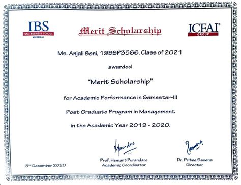 Anjali Soni On Linkedin Ibsmumbai Pgpm Scholarship Motivational Appreciation