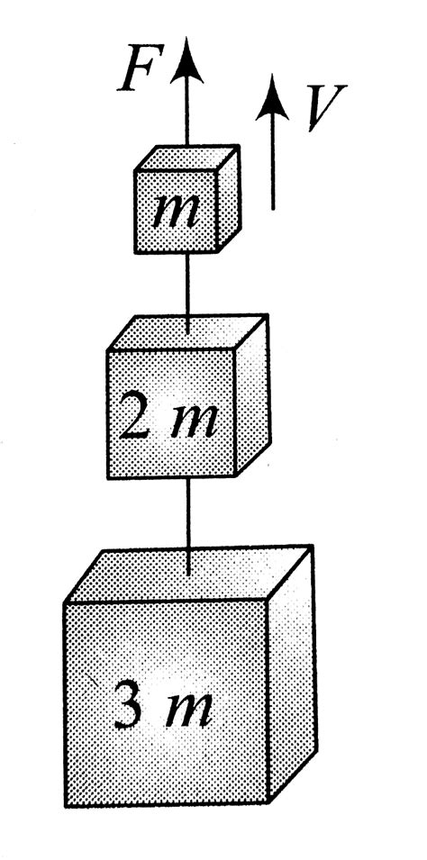 three blocks with masses m 2m and 3m are connected by strings as sh