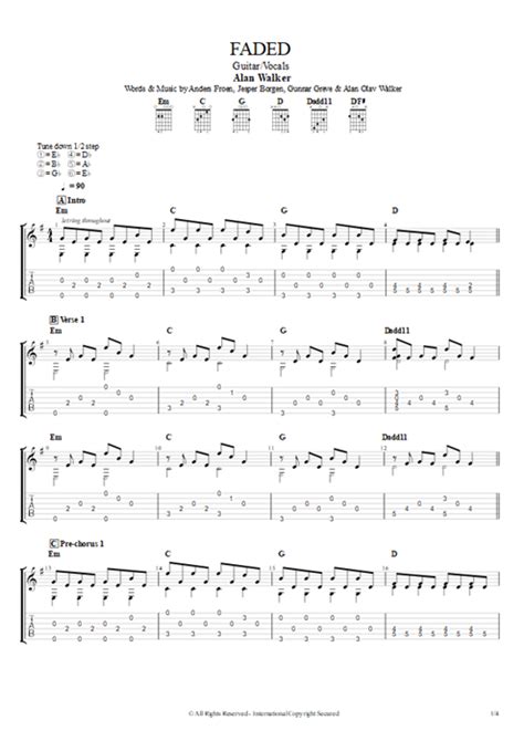 Faded Tab By Alan Walker Guitar Pro Guitar And Vocals Mysongbook