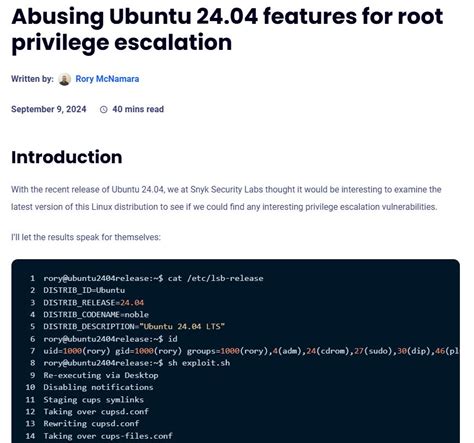 Cybersecurity Infosec Linux Ubuntu Vulnerability Eop Privescalation Redteam