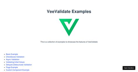 veevalidate examples forked codesandbox