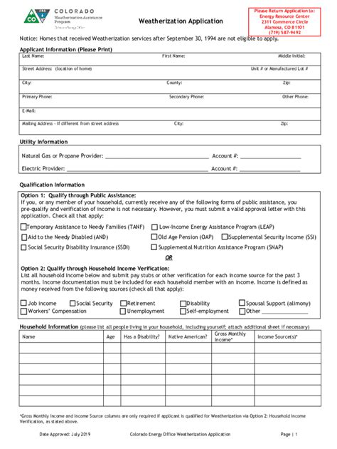 Fillable Online Weatherization Assistance Program Energy Resource Center Fax Email Print