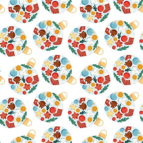 Premium Vector Styllish Seamless Pattern From Christmas Ball Winter
