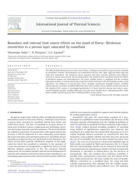 Pdf Boundary And Internal Heat Source Effects On The Onset Of Darcybrinkman Convection In A