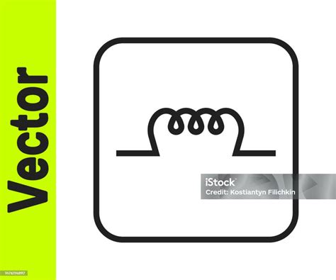 Black Line Inductor In Electronic Circuit Icon Isolated On White Background Vector Stock