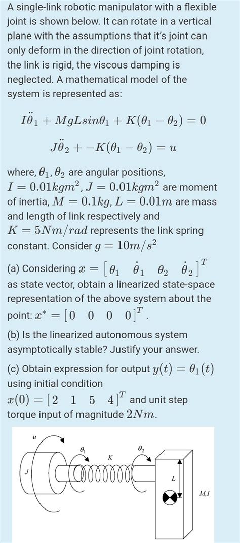 Solved A Single Link Robotic Manipulator With A Flexible