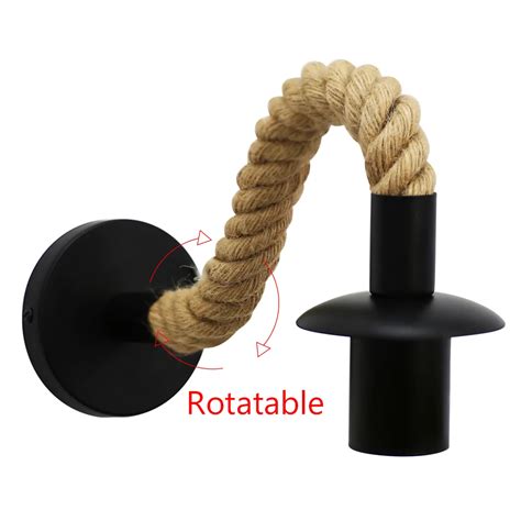 Ретро настенная лампа из пеньковой веревки настенный светильник промышленного декора лампочка