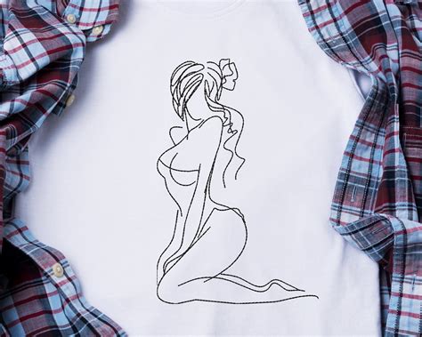 Sexy Woman Machine Embroidery Design Line Art Embroidery Etsy