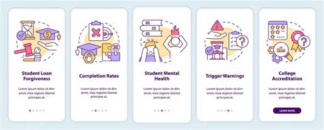 Challenges With Mobile Onboarding App Screen For Higher Education Vector Line Step Welcome