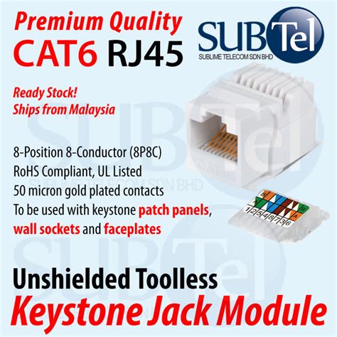 CAT6 CAT6A RJ45 Keystone Jack Module For LAN Network Cable Wall Faceplate Patch Panel PoE