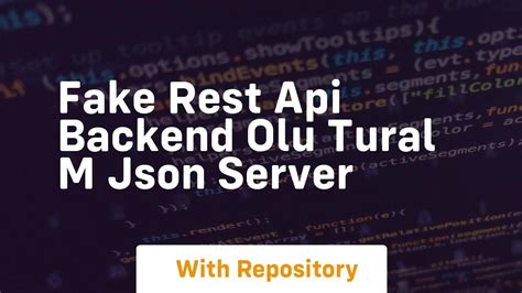 Fake Rest Api Backend Olu Tural M Json Server Youtube