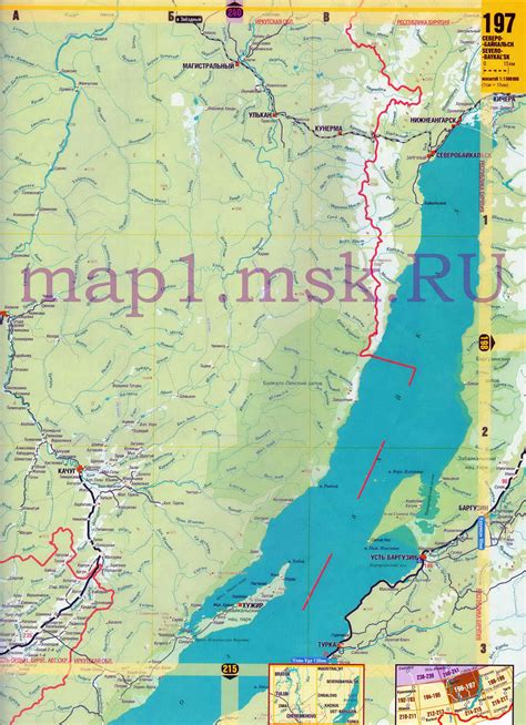 Карта Байкала Подробная карта Байкала масштаба 1см 15км B0