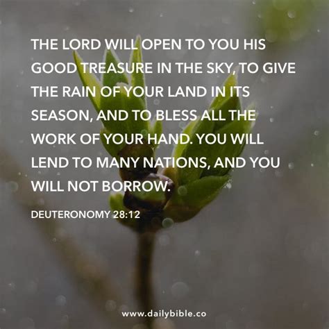 Deuteronomy 28 12 The Lord Will Open His Good Treasure Deuteronomy