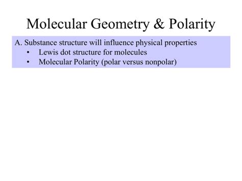 Molecular Geometry And Polarity