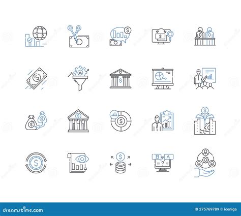 Fiscal Management Line Icons Collection Budgeting Forecasting