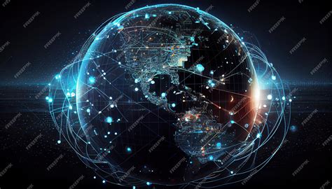 Premium Photo Global International Connectivity Concept Connection Lines Around Earth Globe