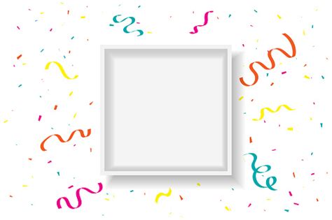 다채로운 색종이 조각과 깃발 리본이 흰색 배경에 떨어지는 선물 상자 프레임 축하와 생일 축하합니다 파티 배경 화면 벡터 일러스트 레이 션 여러 가지 빛깔 공휴일에 대한 스톡